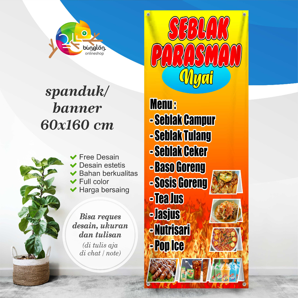 Jual Spanduk, Banner 60x160 Cm Spanduk Seblak Prasmanan, Spanduk ...
