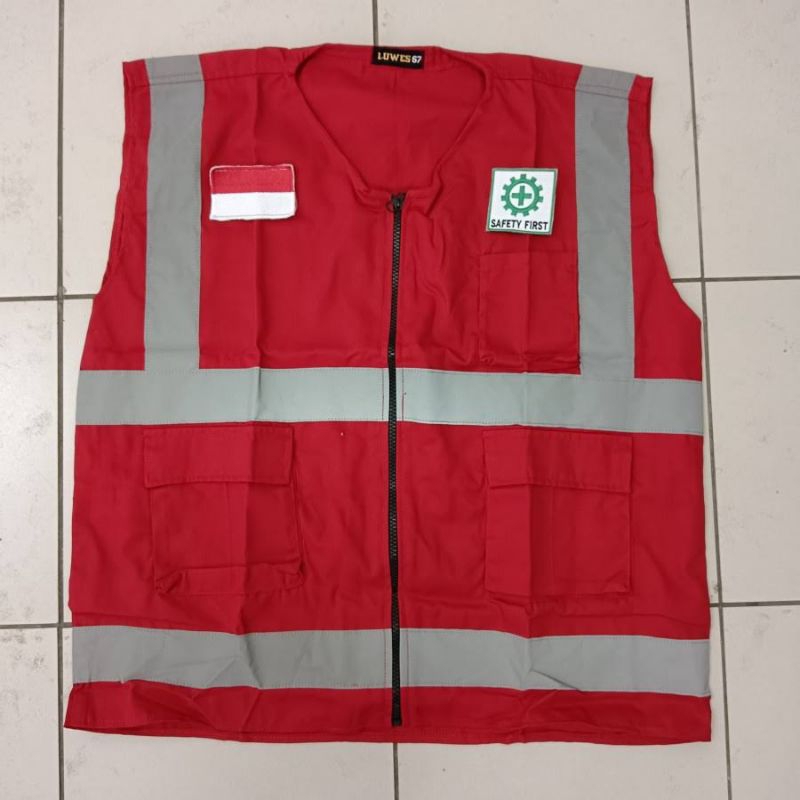 Jual ROMPI SAFETY BAHAN AMERICAN DRILL WARNA MERAH/ROMPI SAFETY PLUS ...