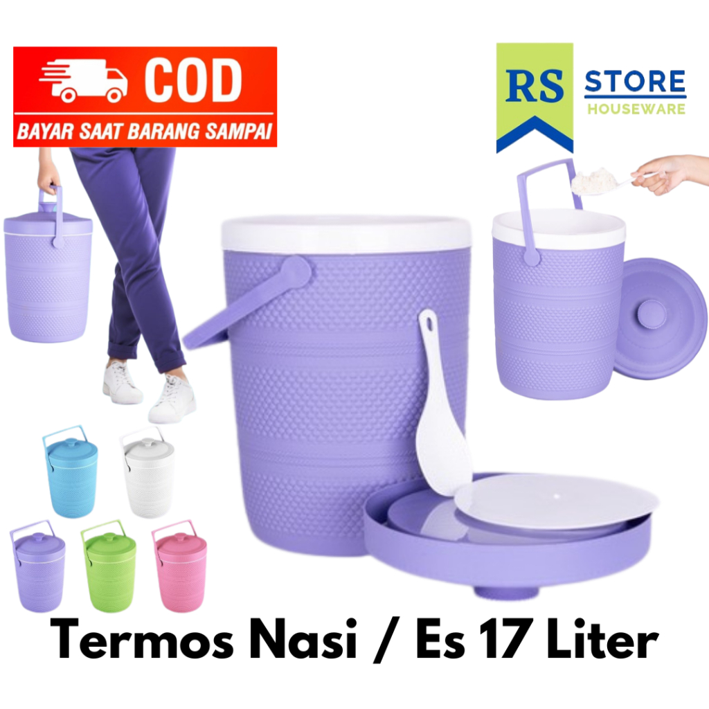Jual termos nasi makanan rice bucket dan es viral kapasitas 17 liter ...
