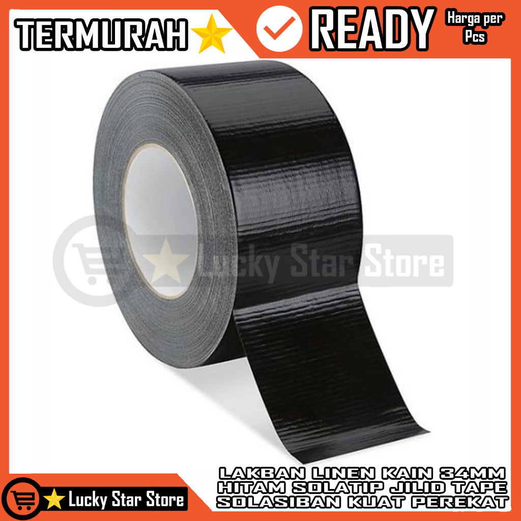 Jual Lakban Hitam Kain Solasi Jilid 34 Mm X 10 Yard Plakban Linen ...