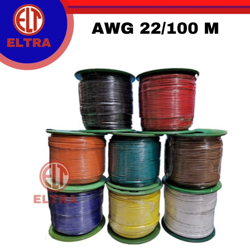 Jual KABEL AWG 22 100 METER + ROLL cable serabut putih tembaga lapis ...