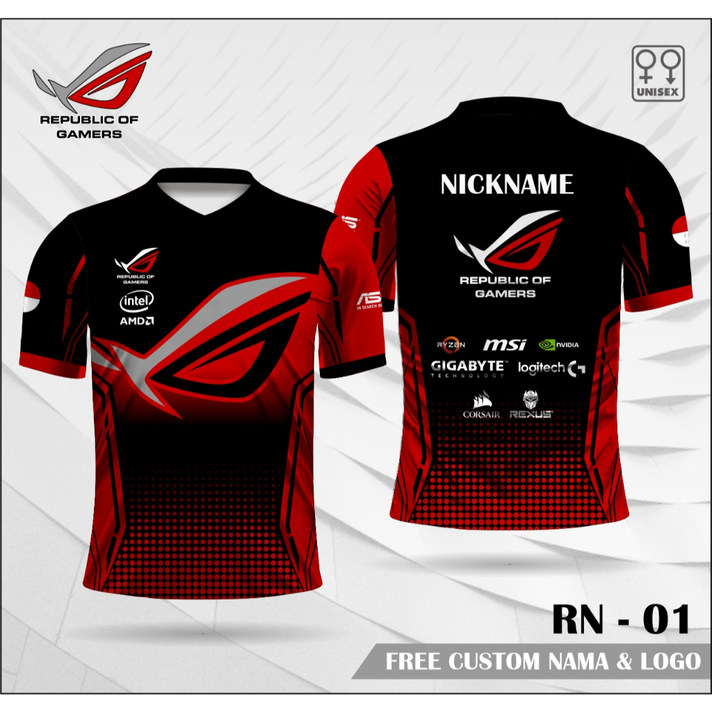 Jual Jersey rog baju gamer asus kaos republic of gamers | Shopee Indonesia