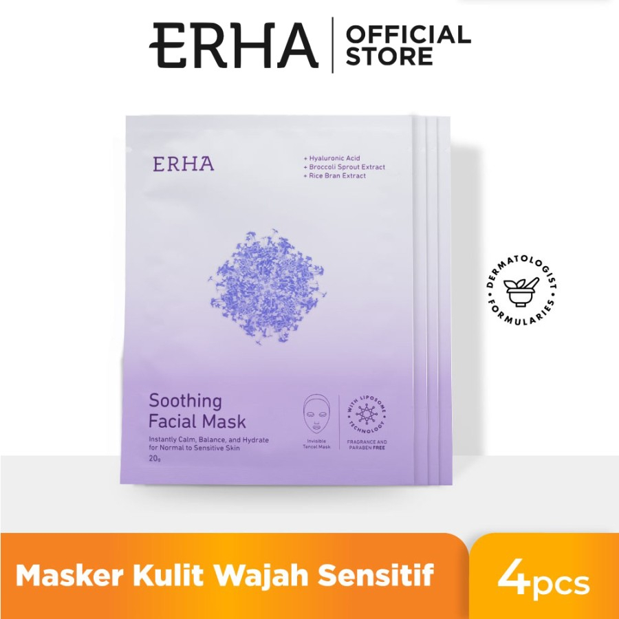 Jual ERHA Bundle Soothing Facial Mask 4 pcs - Masker Wajah Sensitif ...