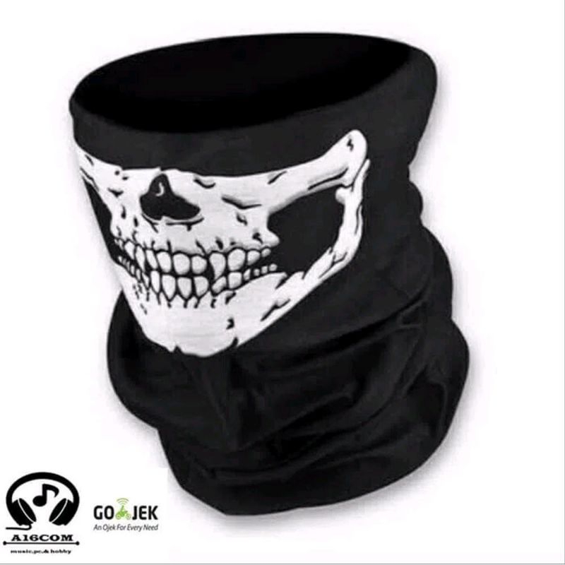 Jual Buff Masker Berkendara Rahang Tengkorak Multifungsi Putih Hitam ...