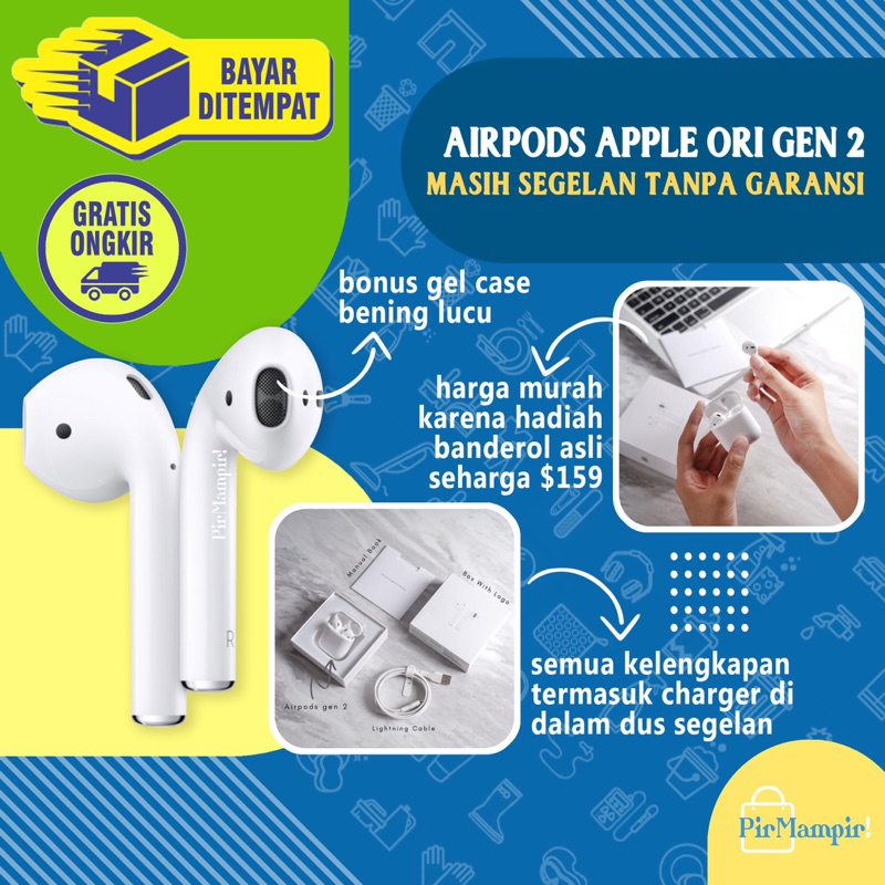 Jual AIR PODS GEN 2 - Earphone Generasi 2 i Phone Headset Mini i Pad ...