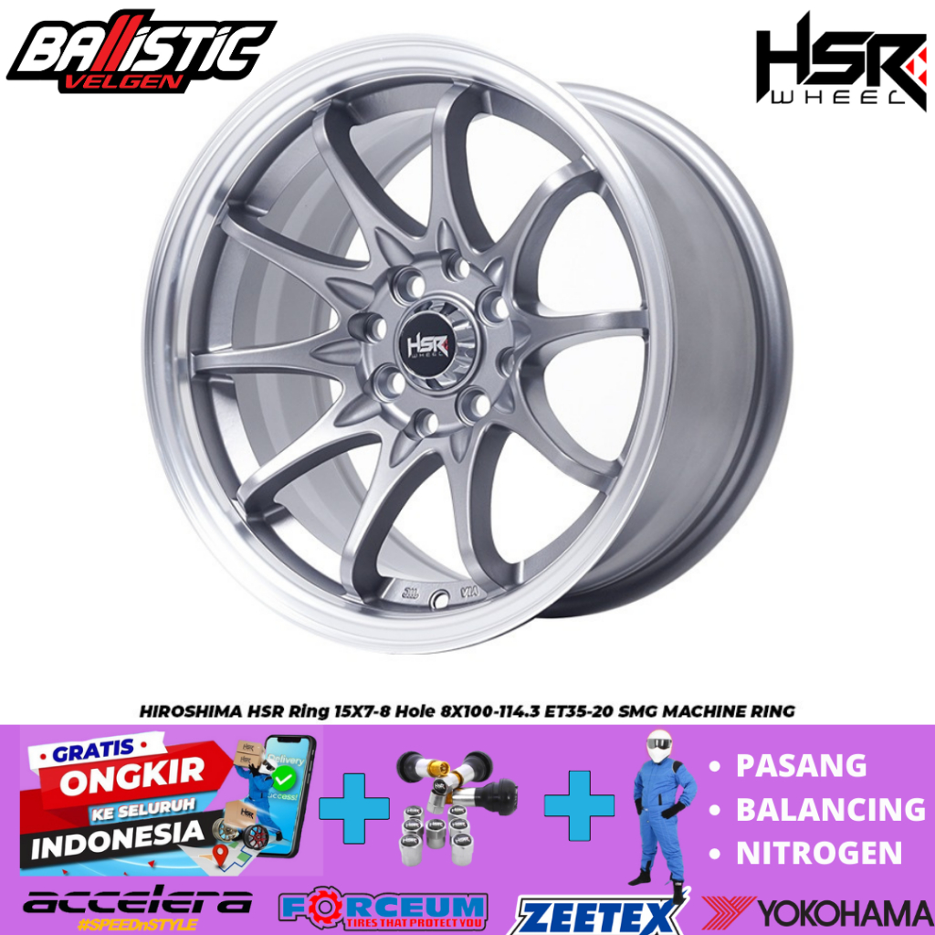 Jual HSR HIROSHIMA VELG MOBIL CELONG R15 LEBAR 7/8 LUBANG BAUT 4X100-114,3 ET35/20 SEMI MATE ...