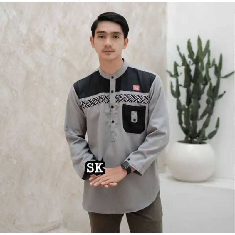 Jual BAJU KOKO KOMBINASI KEKINIAN BAJU MUSLIM PRIA LENGAN PANJANG ...