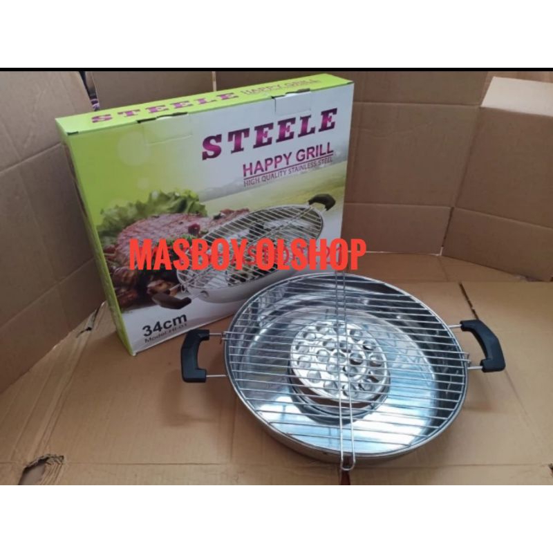 Jual HAPPY GRILL STAINLESS STEELE 34 cm / Bakaran Sate Sosis ikan ...