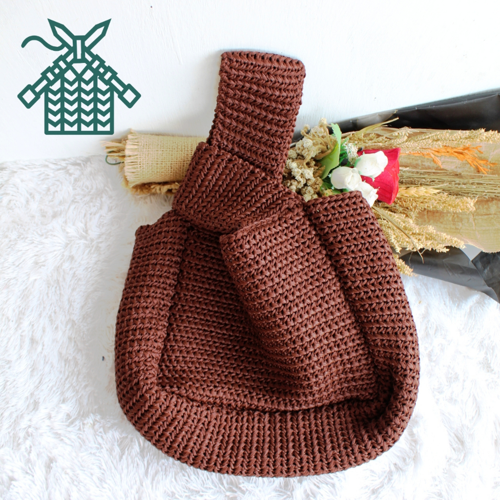 Jual tas hamper knot bag rajut / tas rajut unik ala jepang | Shopee ...