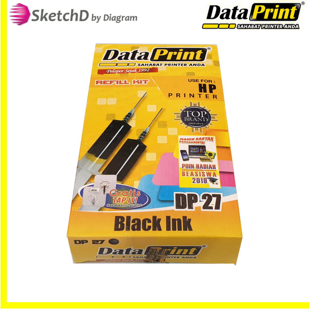 Jual Tinta Suntik isi ulang hitam Printer HP Dataprint DP27 - Black ...