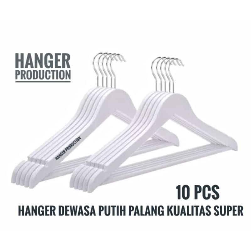 Jual HANGER KAYU PUTIH PALANG DEWASA ISI 10 PCS | Shopee Indonesia