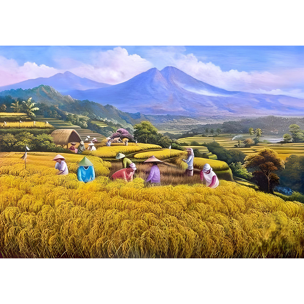 Jual LUKISAN POSTER CETAK PANEN PADI #CODE21-30 UKURAN XTRA JUMBO BIG ...