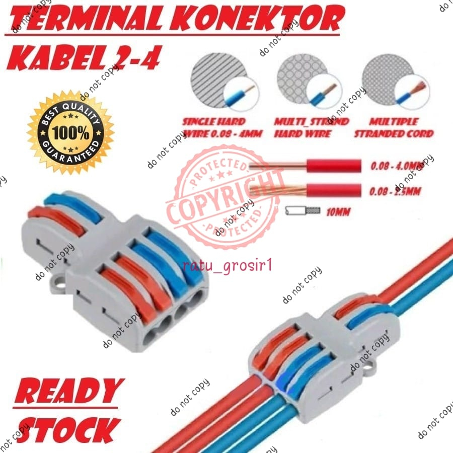 Jual Terminal Konektor Wago Cabang 2 to 4 Kabel Konektor Splitter 2 - 4 ...