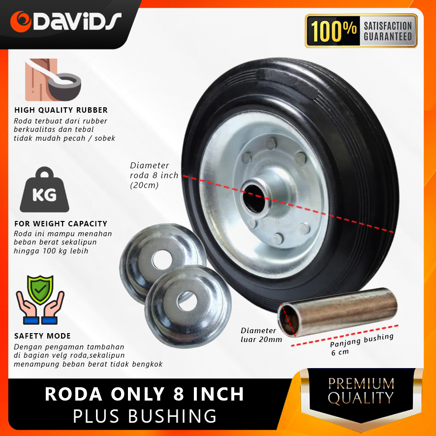 Jual Roda Troli Karet Caster Gerobak Ban Troly Only 8 Inch Plus Bushing ...