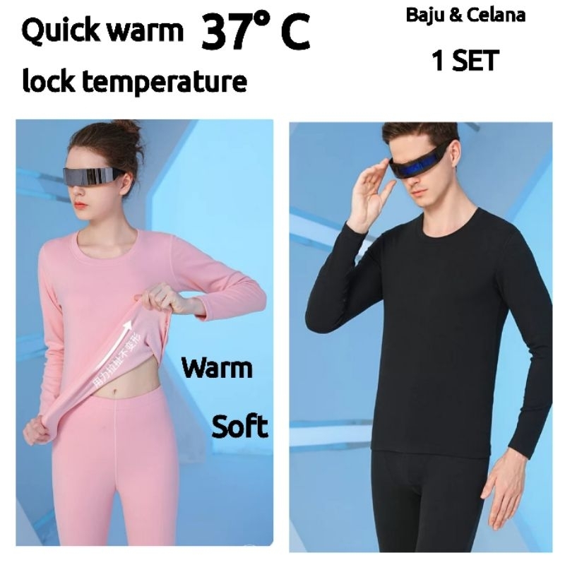 Jual LJ01 Long John Pakaian Dalam Pria & Wanita Thermal Musim Dingin Winter Pakaian Dalam ...