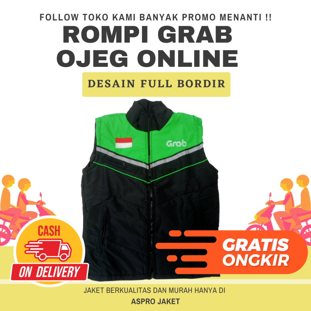 Jual ROMPI MOTOR OJEK ONLINE - DESAIN FULL BORDIR | Shopee Indonesia