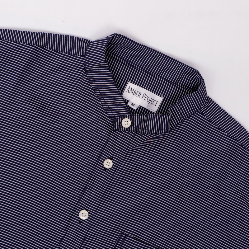Jual Amber Project LS Collarless in Horizontal Navy | Shopee Indonesia