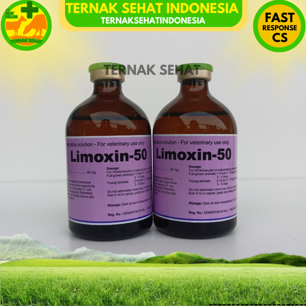Jual LIMOXIN 50 isi 100 ml Antibiotik Hewan Spektrum Luas Hewan Sapi ...