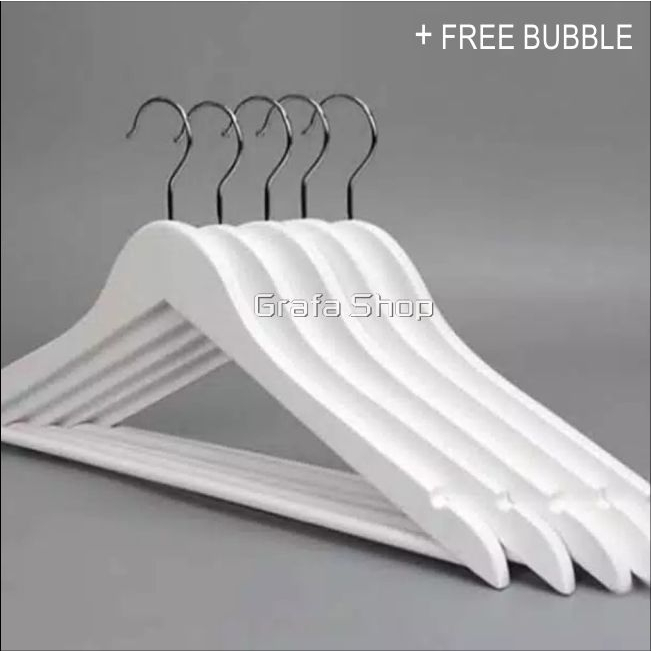 Jual 4 pcs Hanger Kayu Palang Warna Putih - gantungan baju | Shopee ...