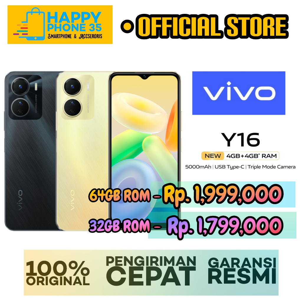 Jual VIVO Y16 - RAM 4GB+4GB Extended RAM / ROM 128GB - Garansi Resmi ...