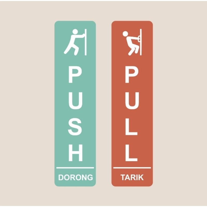 Jual Door Sticker PUSH PULL (Stiker Pintu Dorong Tarik) | Shopee Indonesia