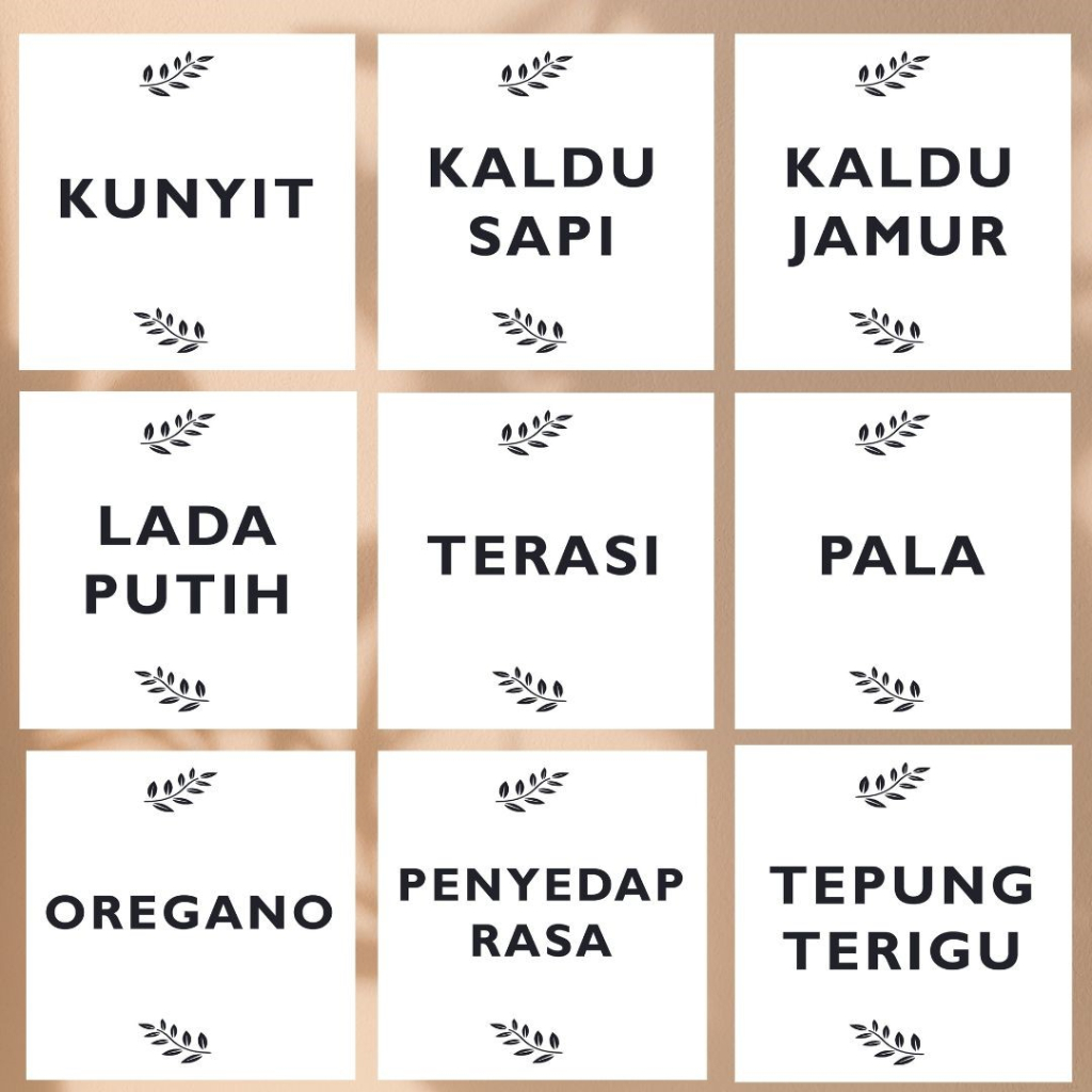 Jual STIKER BUMBU DAPUR / STICKER WATERPROOF AESTHETIC 5x5cm | Shopee ...