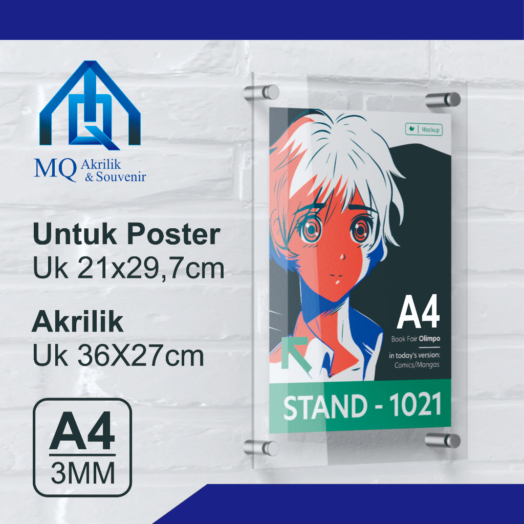 Jual Frame Akrilik Poster Dinding A4 3mm+3mm | Pigura Akrilik Dinding | Frame Display Akrilik ...