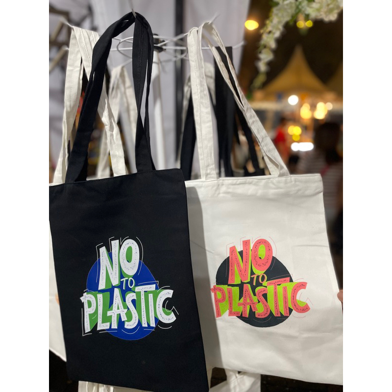 Jual No to Plastic Canvas Totes | Shopee Indonesia