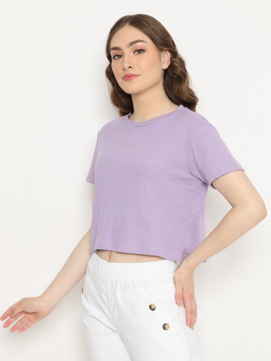 Jual ROMP T-Shirt Crop Rib Wanita - Polos | Shopee Indonesia