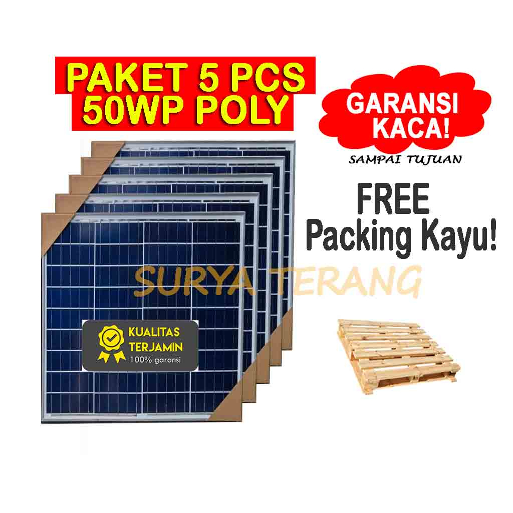 Jual Paket 5pcs Solar Panel Surya 50wp Poly Solar Cell 50wp Poly Free ...
