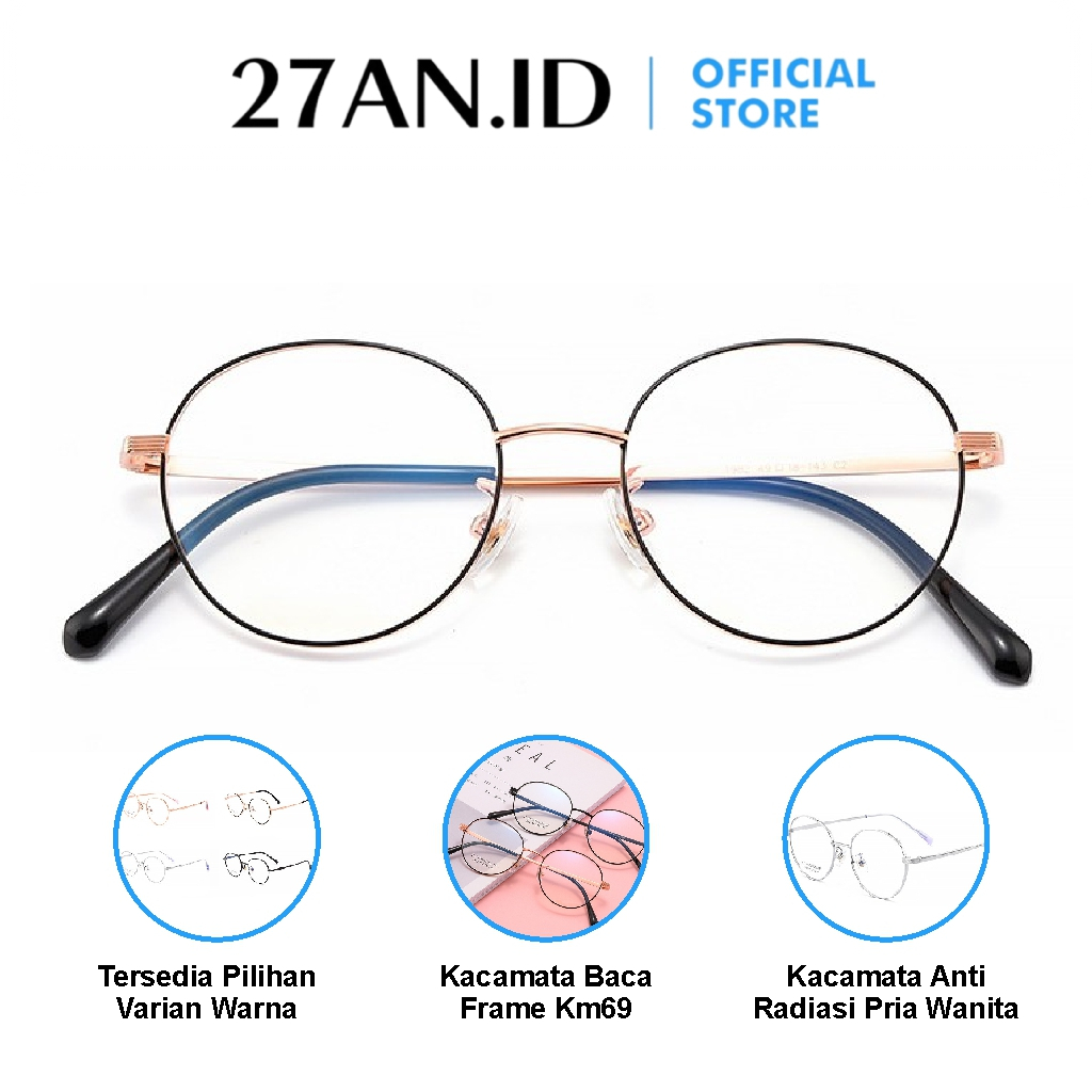 Jual ( 27AN.ID ) COD Kacamata Baca Frame KM69 Anti Radiasi Metal Gaya Retro Untuk Pria / Wanita ...