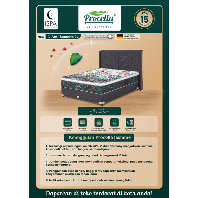 Jual Procella Spring Bed No.2 (160cm x 200cm)Full Set Matras + Divan ...