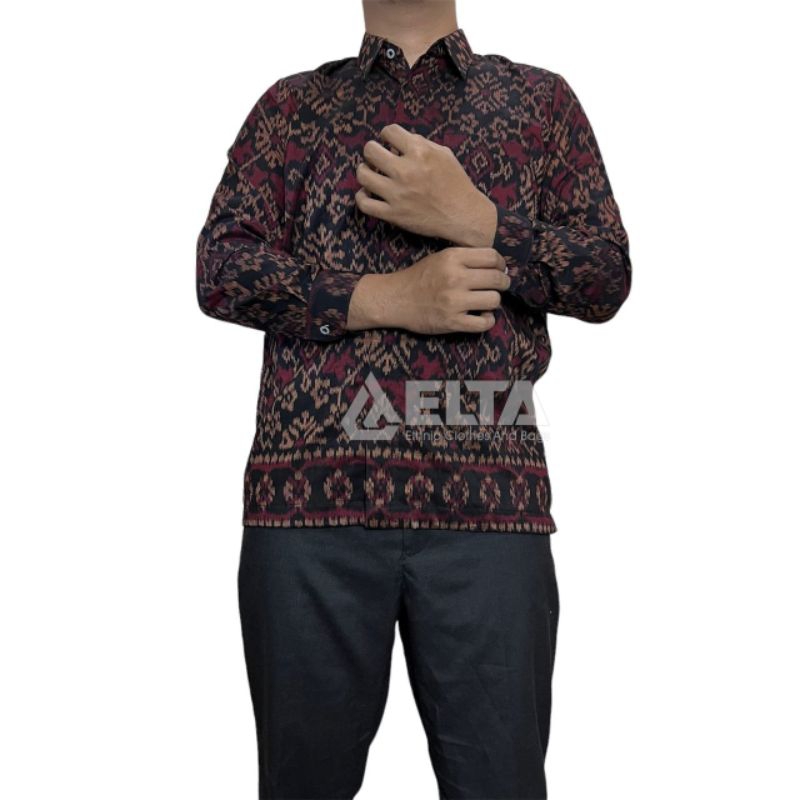 Jual Kemeja lengan panjang tenun endek premium baju endek | Shopee ...