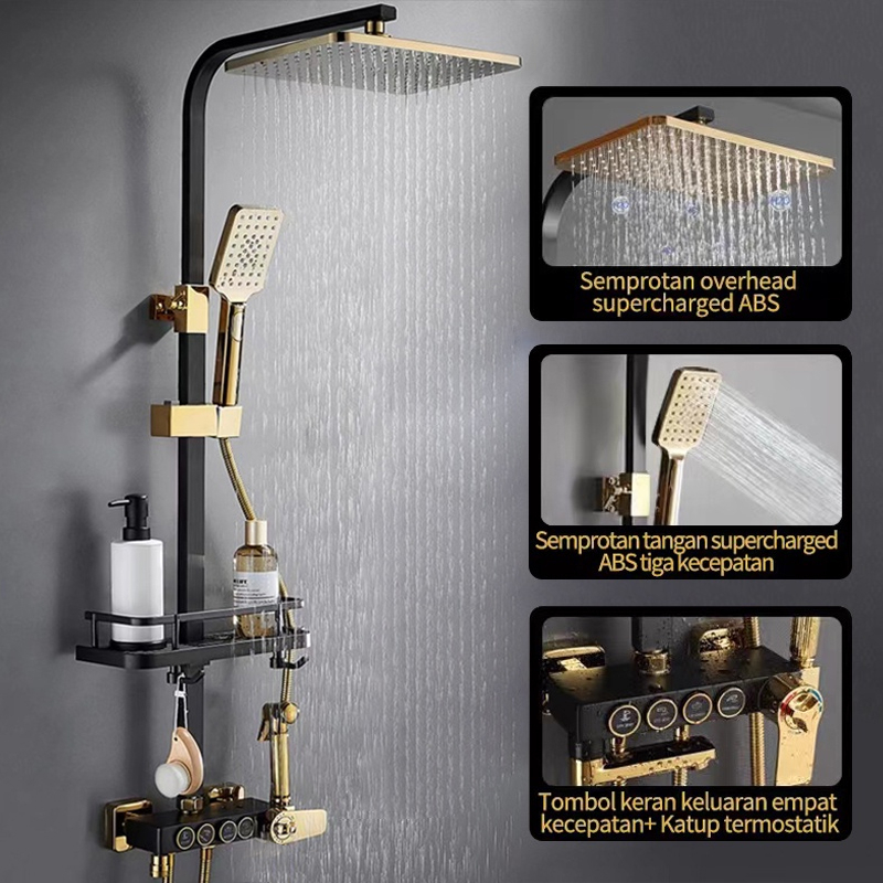 Jual Shower Kamar Mandi 4 Dalam 1 Set Shower Termostatik Dengan Faucet ...