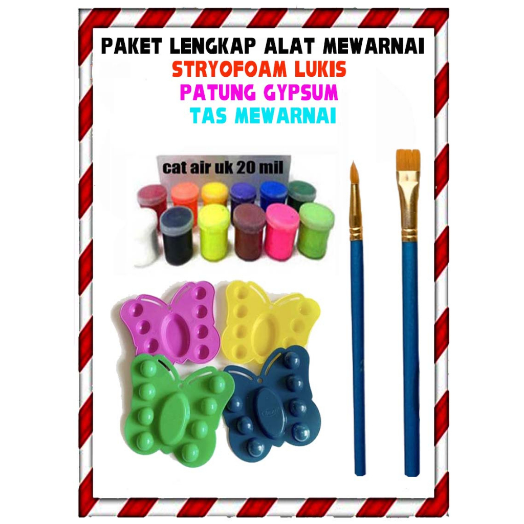 Jual Paket lengkap alat mewarnai styrofoam lukis patung gypsum dan tas ...