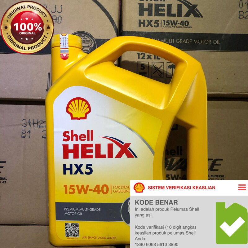 Jual Oli Mesin Shell Helix HX5 SAE 15 W-40 4 Liter | HX5 15W40 4L ...
