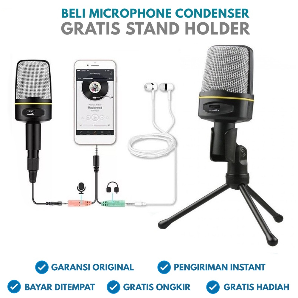 Jual Mikrophone Microphone Condenser Perekam Suara Youtuber Mic Podcast ...