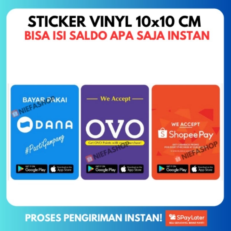 Jual sticker/stiker TOP UP OVO/DANA/GOPAY E Wallet proses Instan ...