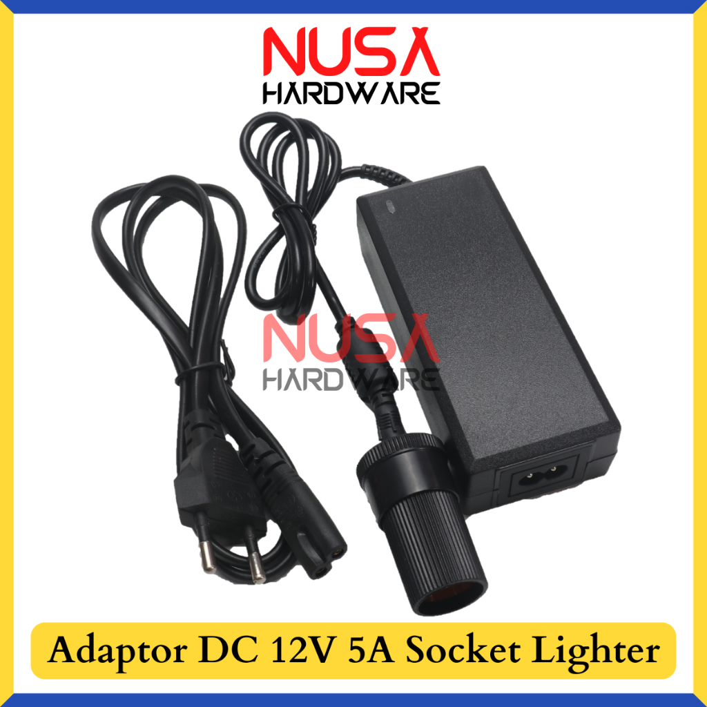 Jual Adaptor DC 12V 5A Model Socket Lighter Female / Adapter Power ...