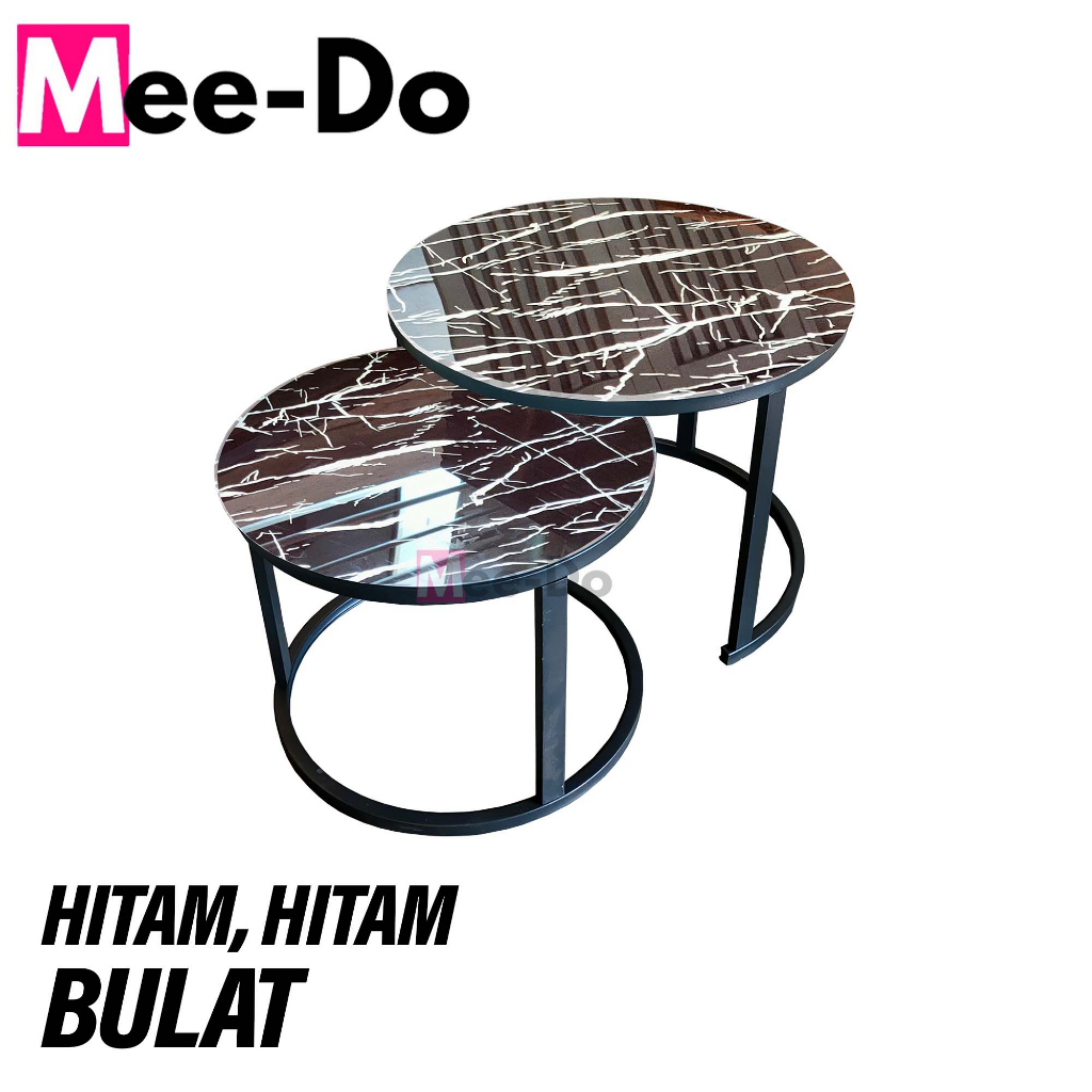 Jual Meja Tamu Sudut Coffee Table 2 Susun Granit Kaca | Shopee Indonesia