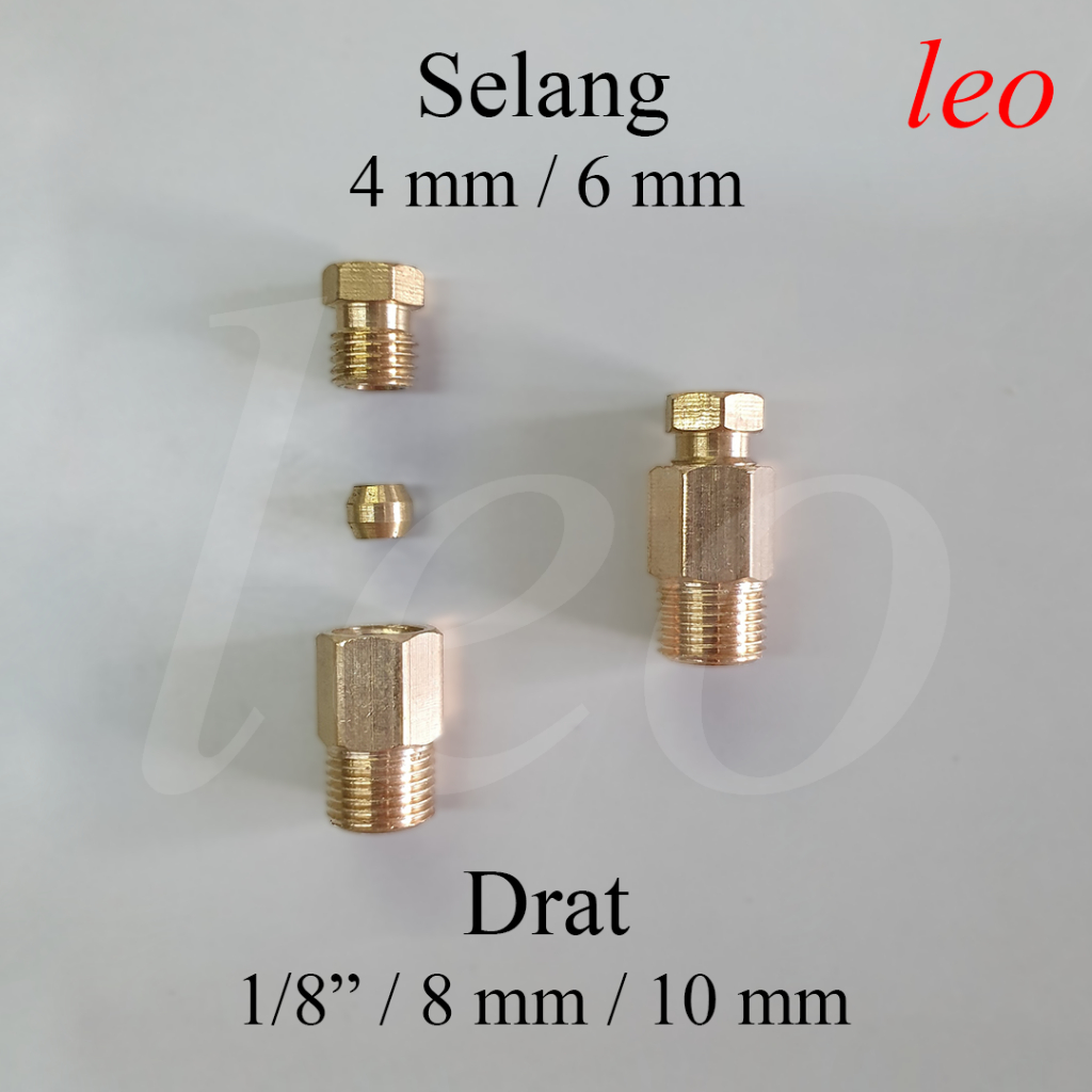 Jual Nipple Oli Kuningan Selang 4mm 6mm Drat 1/8"/8mm/10mm Nepel M4 M6 ...