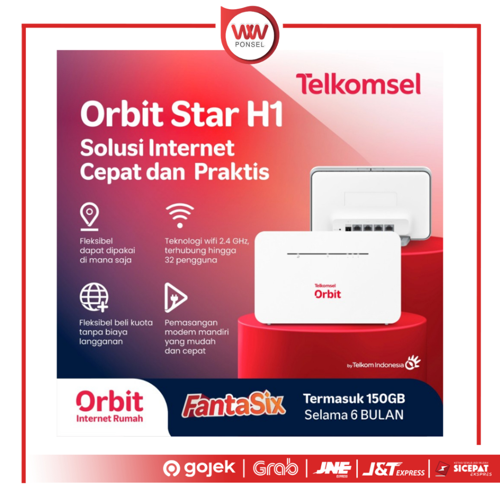 Jual Telkomsel Orbit Star H1 Modem WiFi 4G High Speed Bonus Data ...