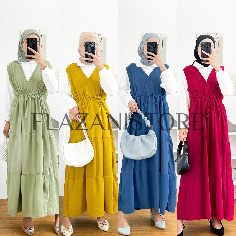Jual FLAZANI-OVERALL SET KEMEJA OVERALL DRESS RUFFLE CRINCLE AIRFLOW 2 ...