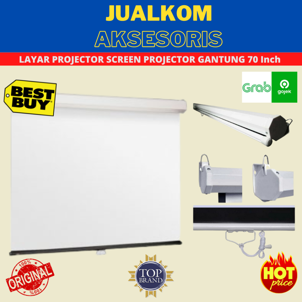 Jual LAYAR PROJECTOR SCREEN PROJECTOR GANTUNG 70 Inch | Shopee Indonesia