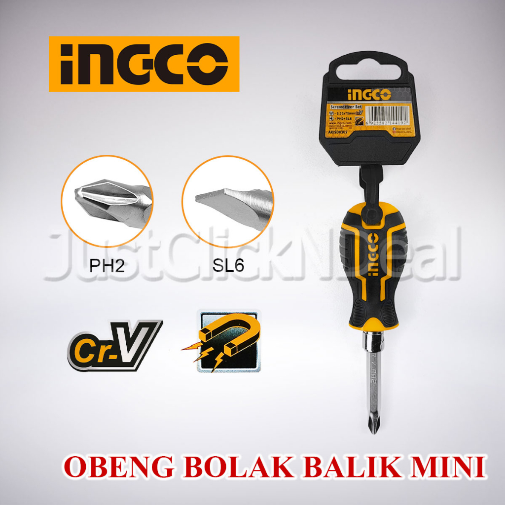 Jual Ingco Obeng Cebol Bolak Balik Mini 2 Arah Stubby Screwdriver 2 Way | Shopee Indonesia