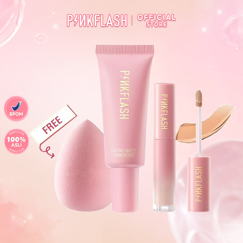 Jual PINKFLASH 3PCS/ Set Makeup set Foundation+Liquid Concealer Long ...