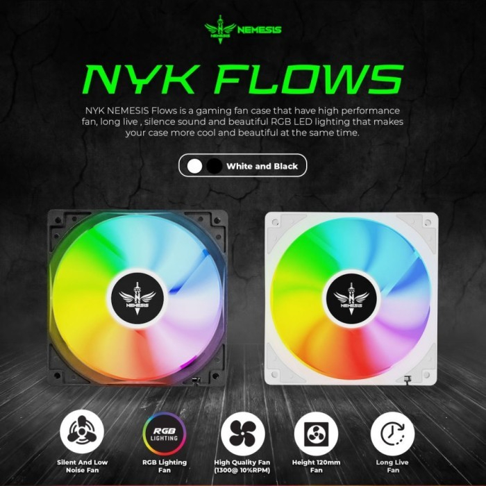 Jual Fan case gaming nyk nemesis 120mm led rgb 4 pin molex flows ...