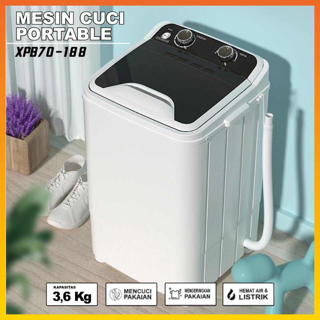 Jual Mesin Cuci Portable Mesin Cuci 1 Tabung Praktis Simple 3.6 kg XPB70-188 WHFURNITURE ...