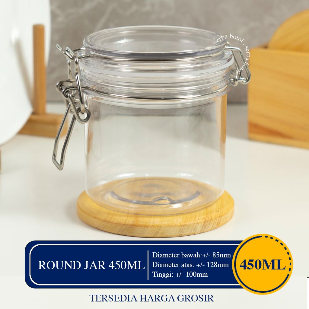 Jual 450 ML ROUND JAR WITH CLIP (KODE: RJ450) | TOPLES 450ML | Shopee ...