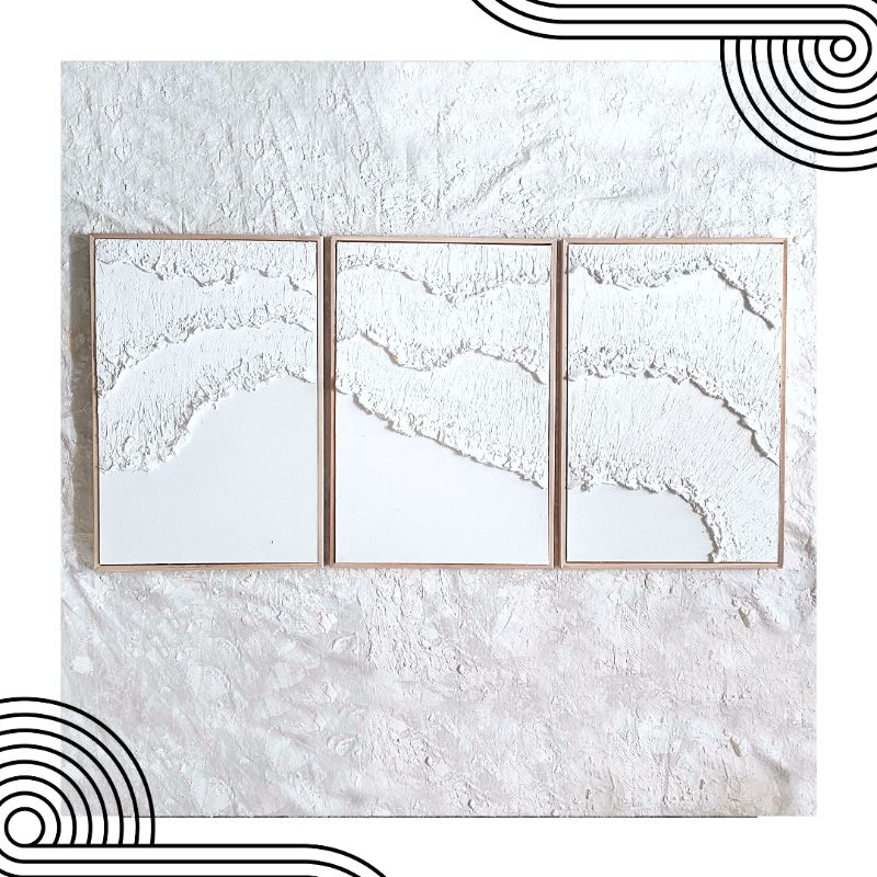 Jual Texture art 40x60 set of 3 ombak pantai, Hiasan dinding texture ...